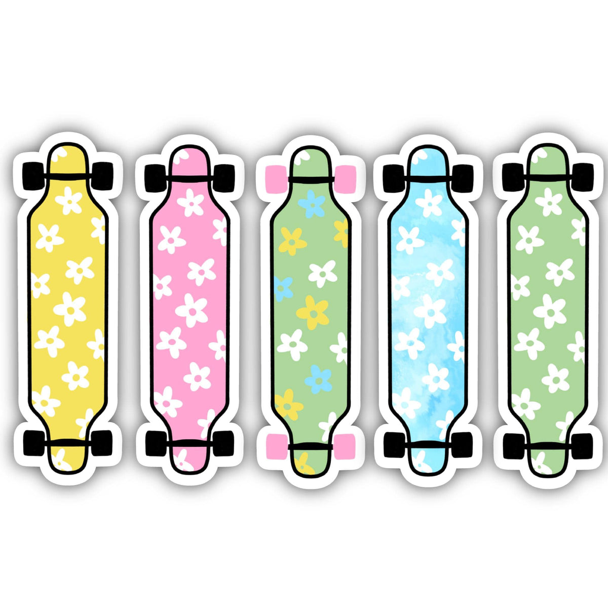 Floral Longboard Aesthetic Sticker 5 Pack – Big Moods