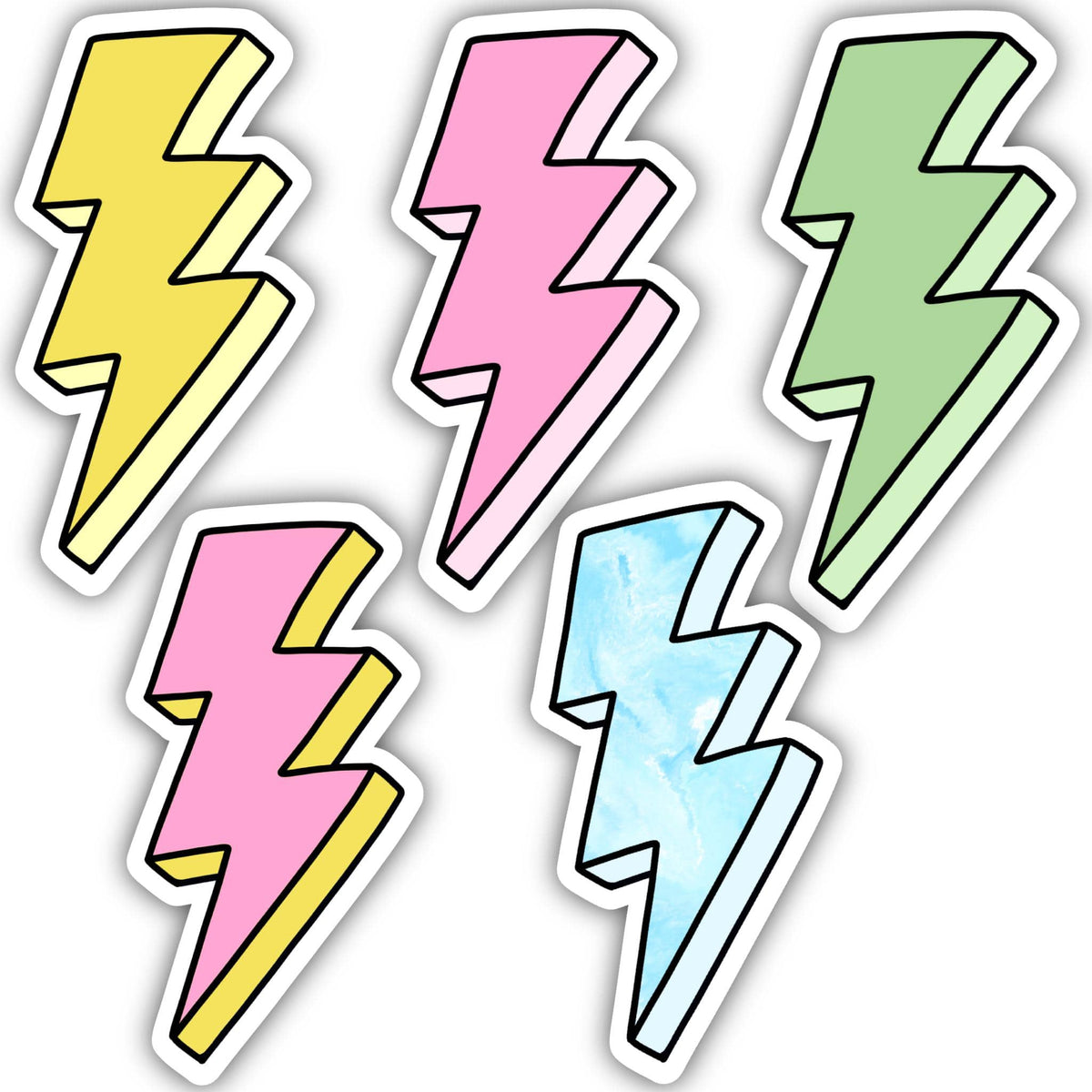 Long Lightning Bolt Aesthetic Sticker 5 Pack – Big Moods