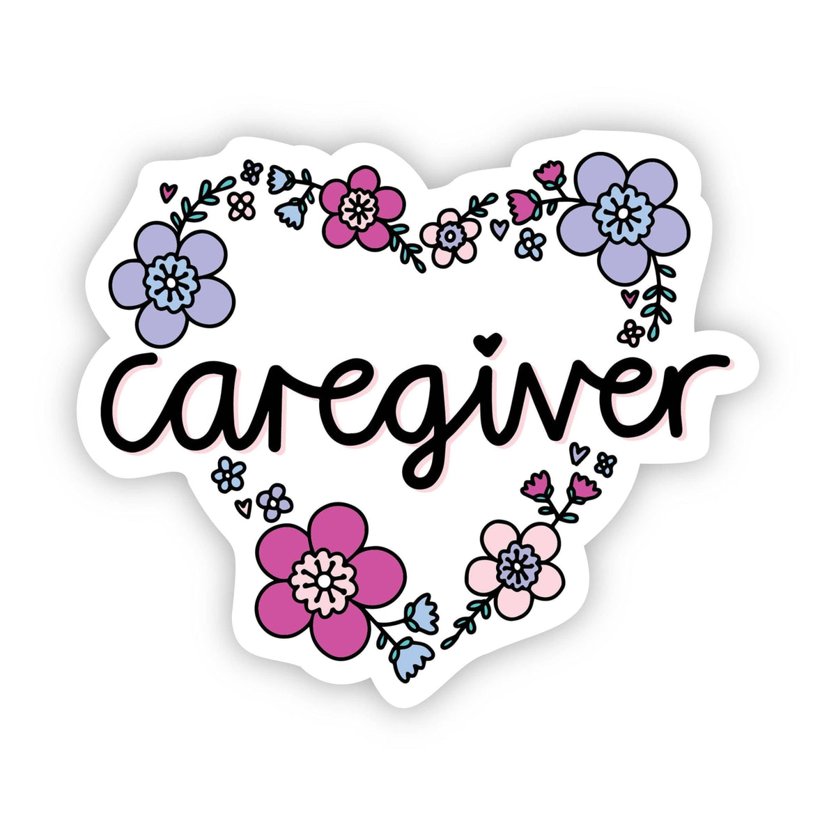Caregiver Sticker Heart Floral – Big Moods