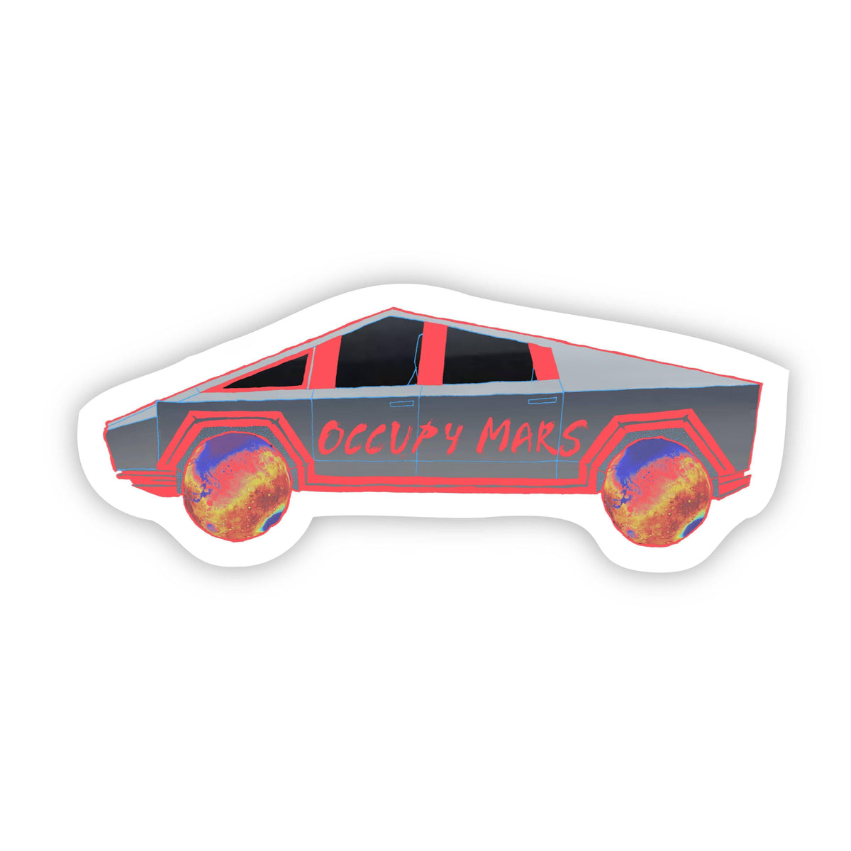 Occupy Mars Cybertruck Neon Red Sticker – Big Moods