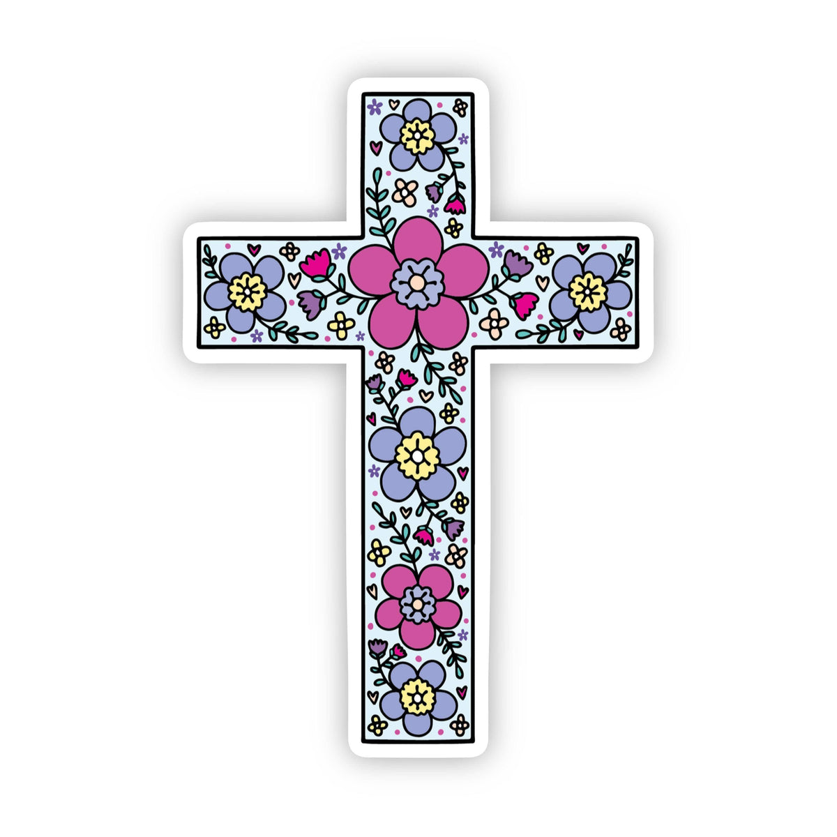Floral Cross Sticker – Big Moods