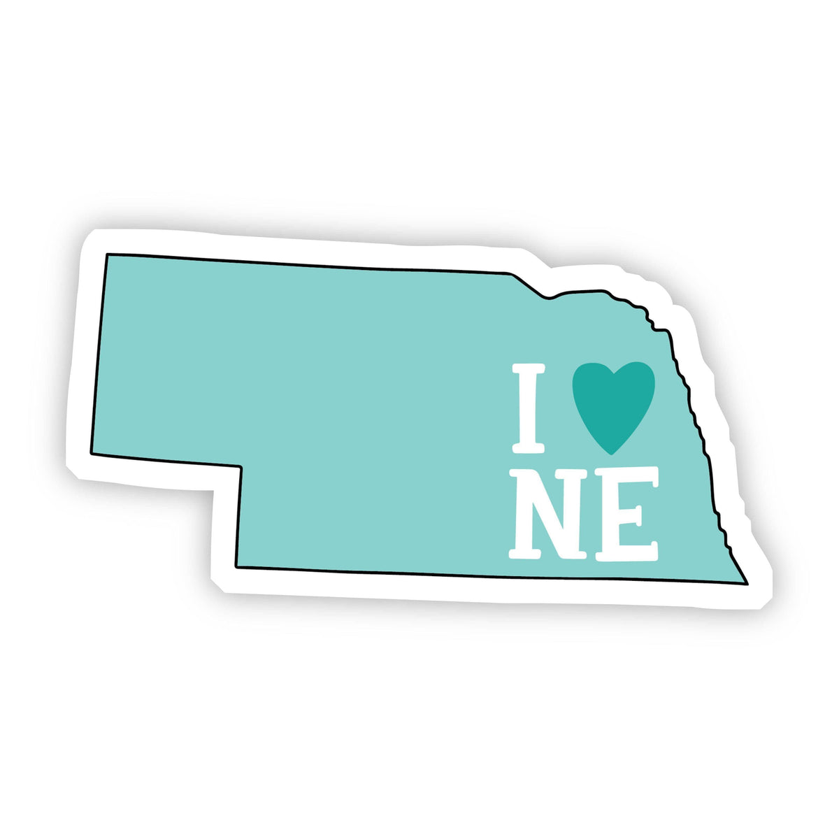 I Love Nebraska Teal Sticker – Big Moods