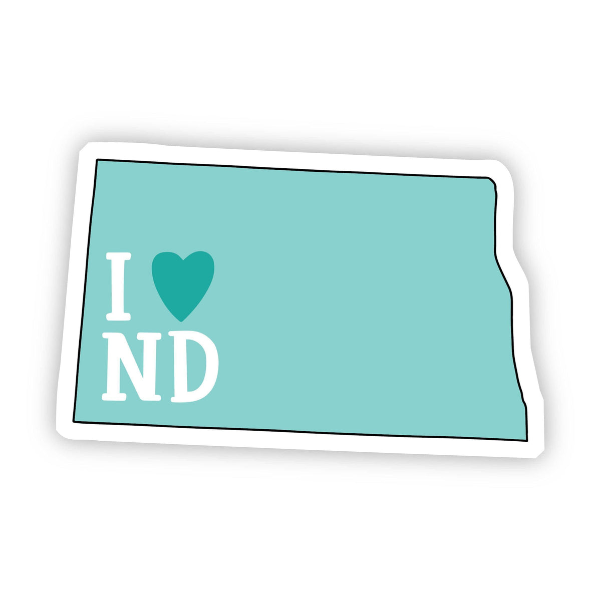I Love North Dakota Teal Sticker – Big Moods