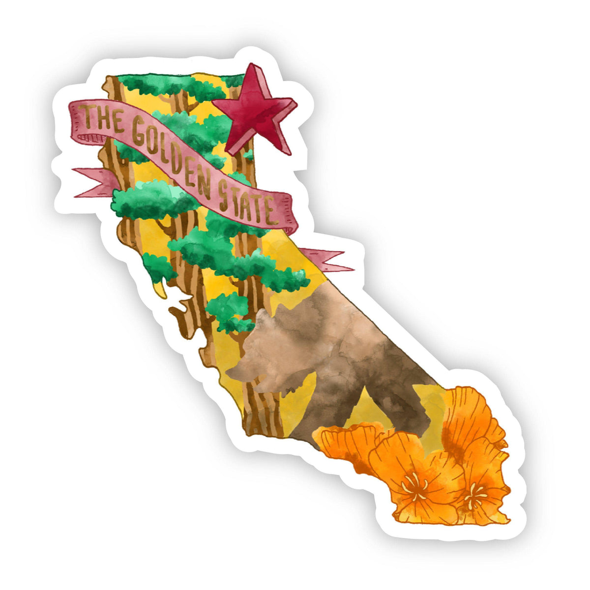 The Golden State Faded Watercolor Sticker – Big Moods
