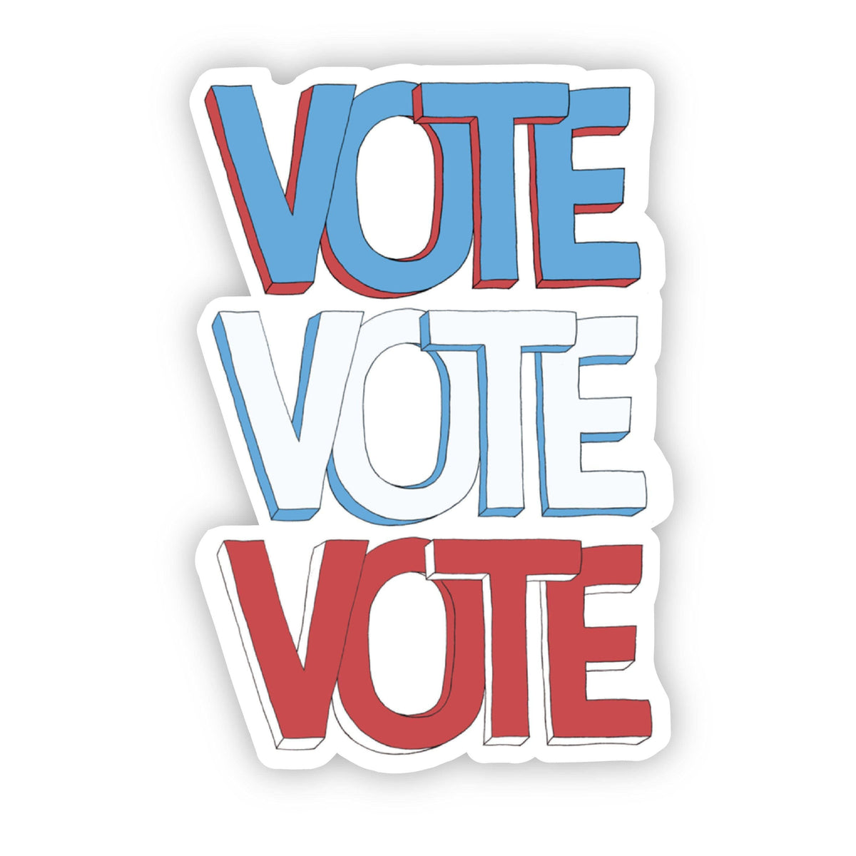 Vote Sticker - Block Lettering - Red white and blue – Big Moods