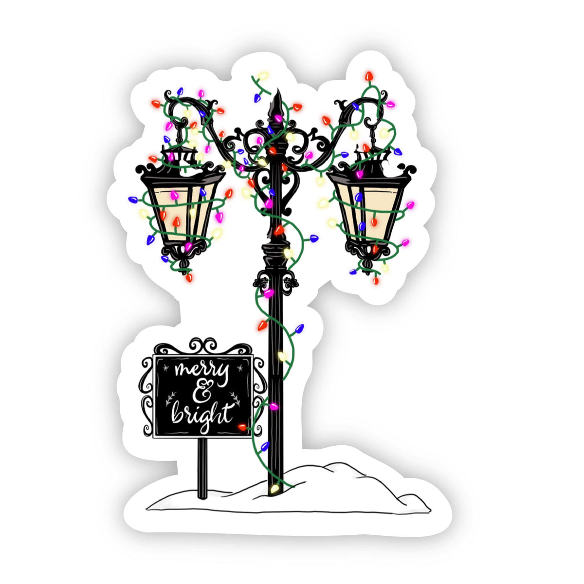 Light Pole with Christmas Lights Sticker – Big Moods