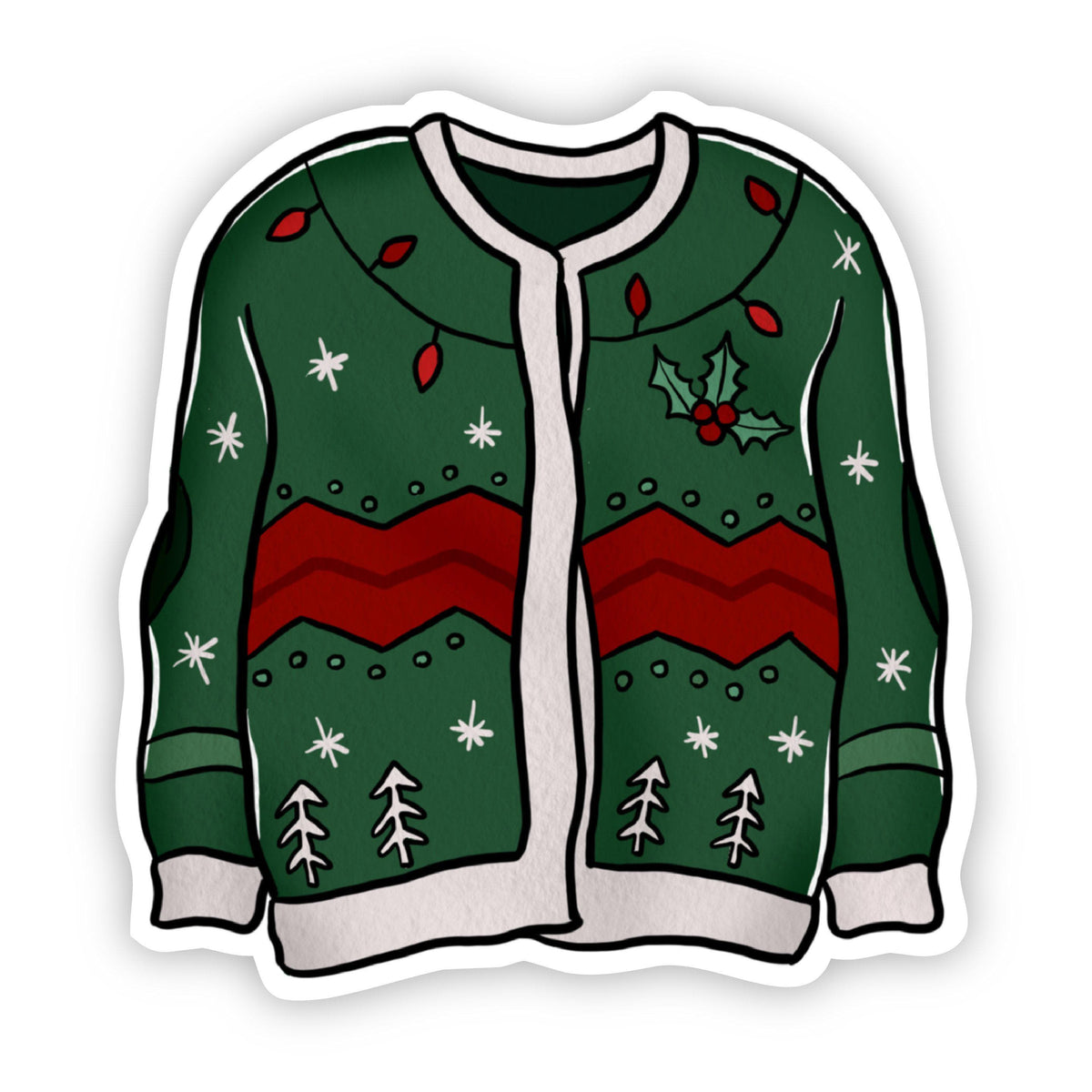 Green Sweater With Lights Sticker – Big Moods