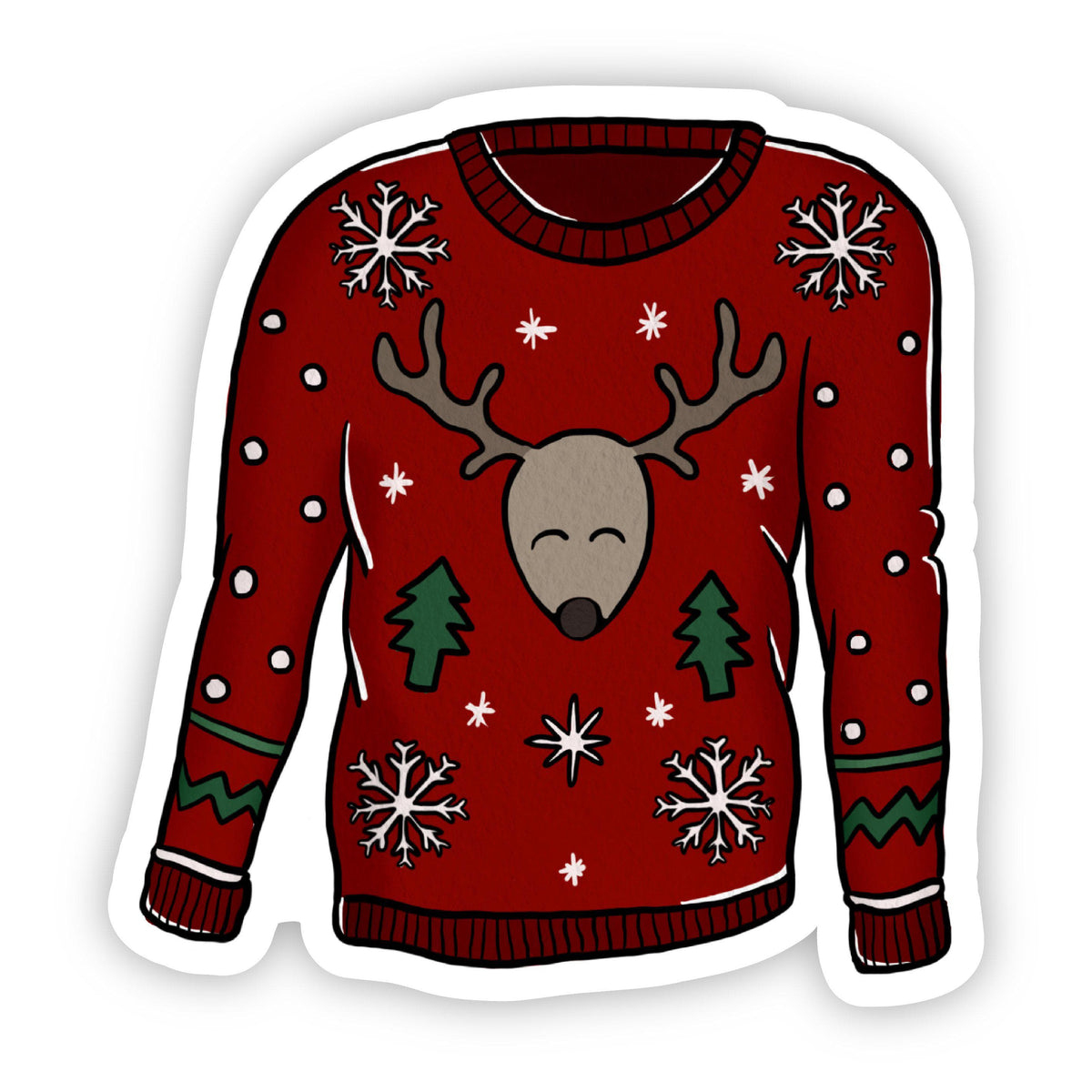 Reindeer Sweater Sticker – Big Moods