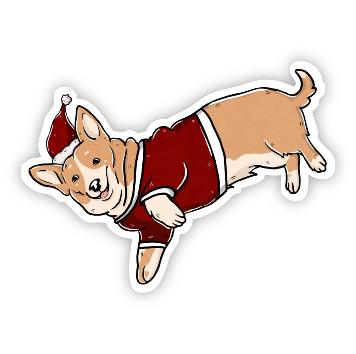 Dog with Santa Hat Sticker – Big Moods