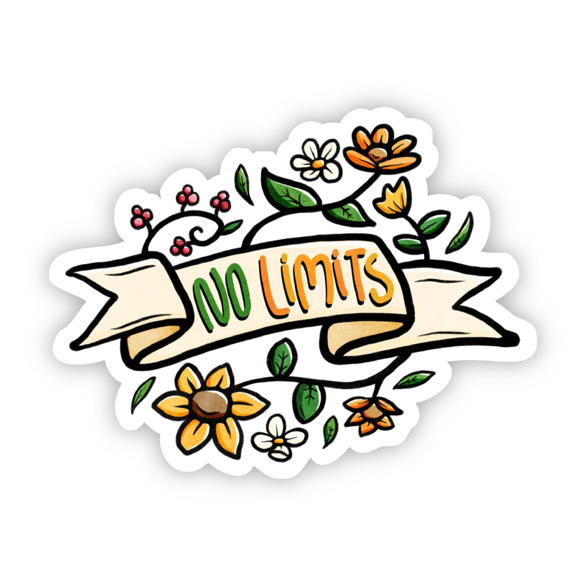 No Limits Floral Banner Sticker – Big Moods