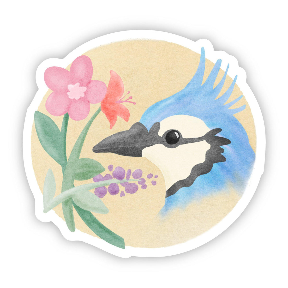 Bluejay Floral Sticker – Big Moods
