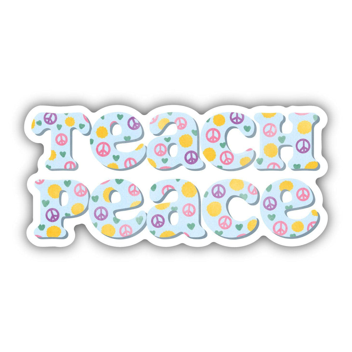 Teach Peace Light Blue Sticker – Big Moods