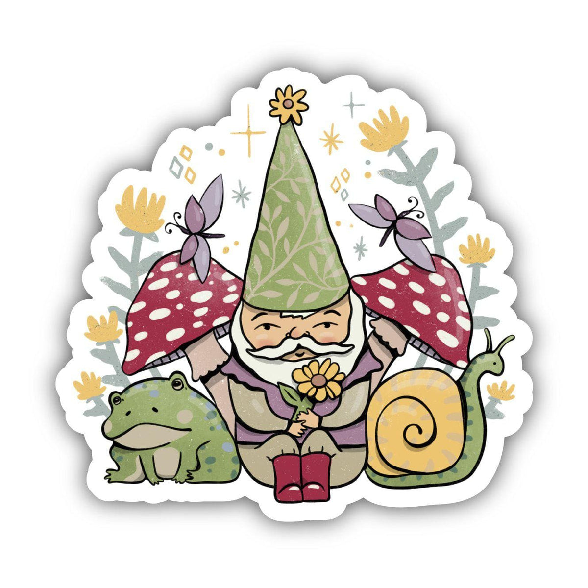 Green Elf and Frogs Fairytale Sticker – Big Moods