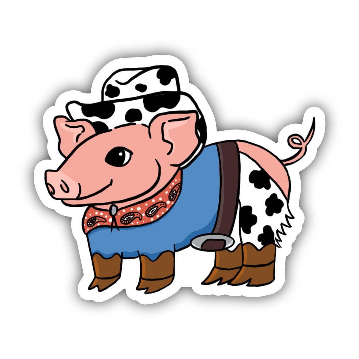 Pig Cowboy Halloween Costume Sticker – Big Moods