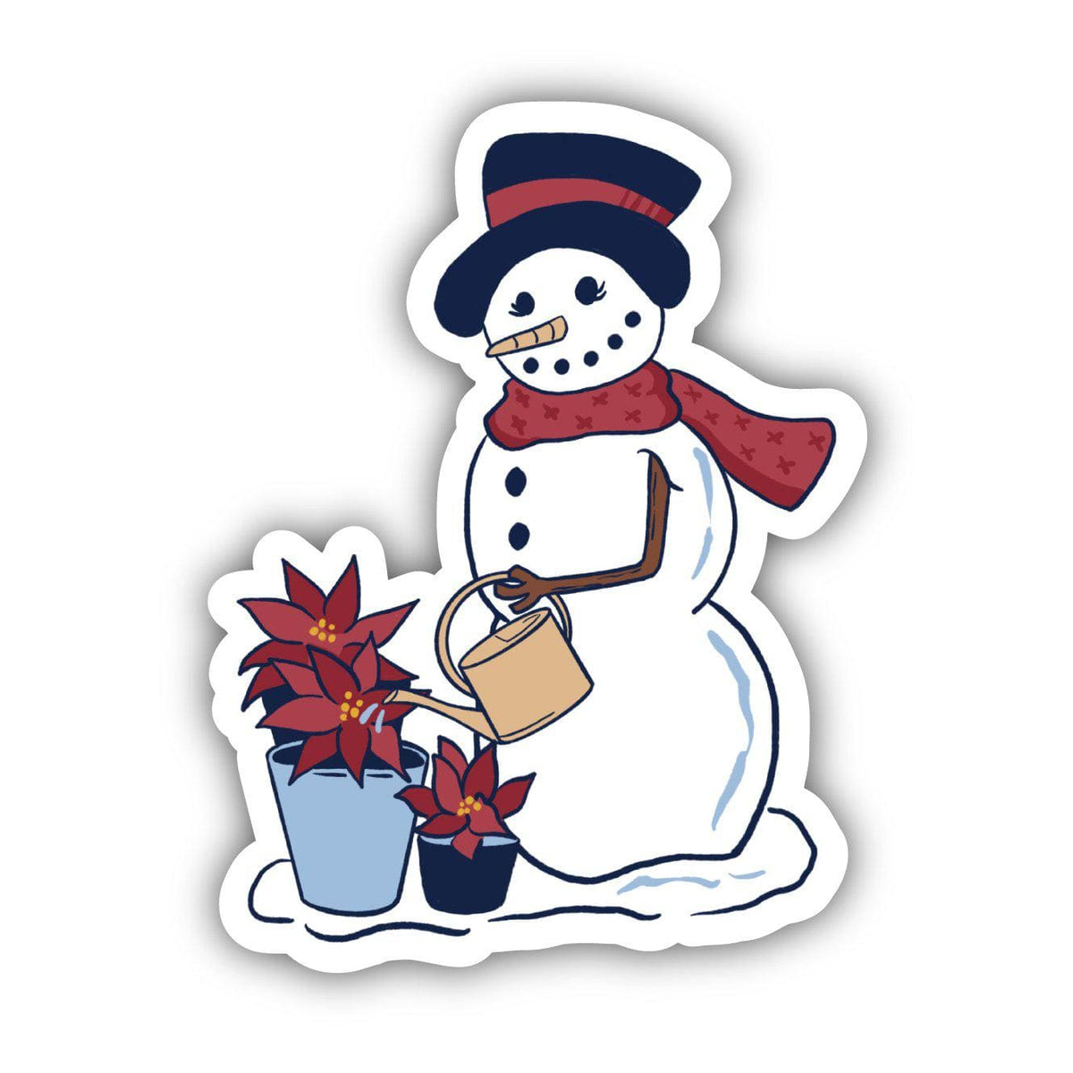 Cute Snow Woman With Flowers Winter Sticker – Big Moods