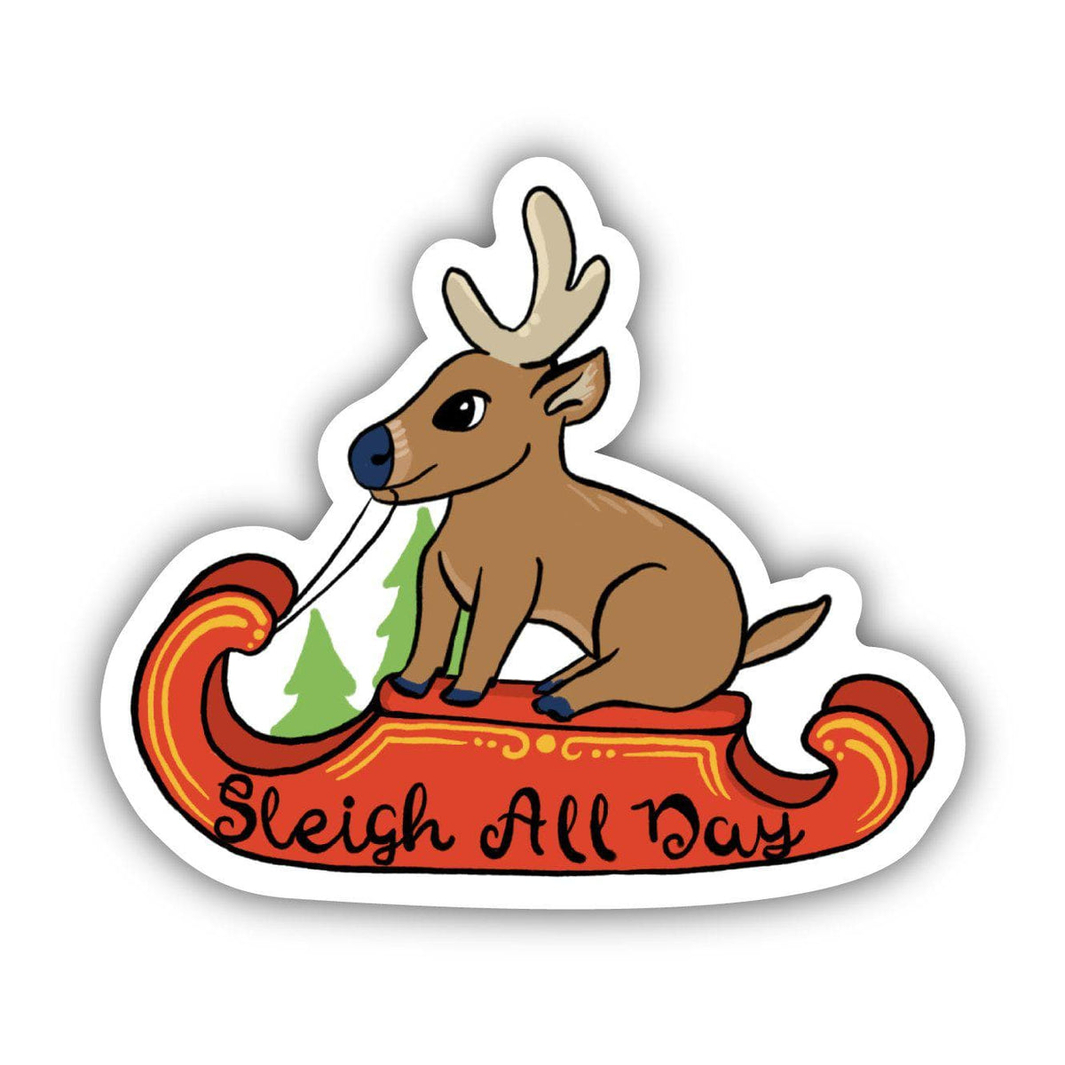 Sleigh All Day Reindeer Winter Sticker – Big Moods