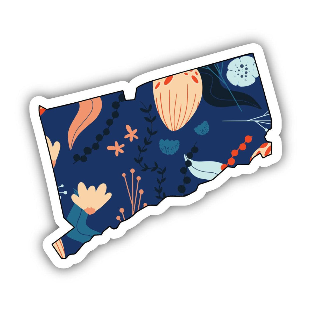 Connecticut Blue Floral Abstract Sticker – Big Moods