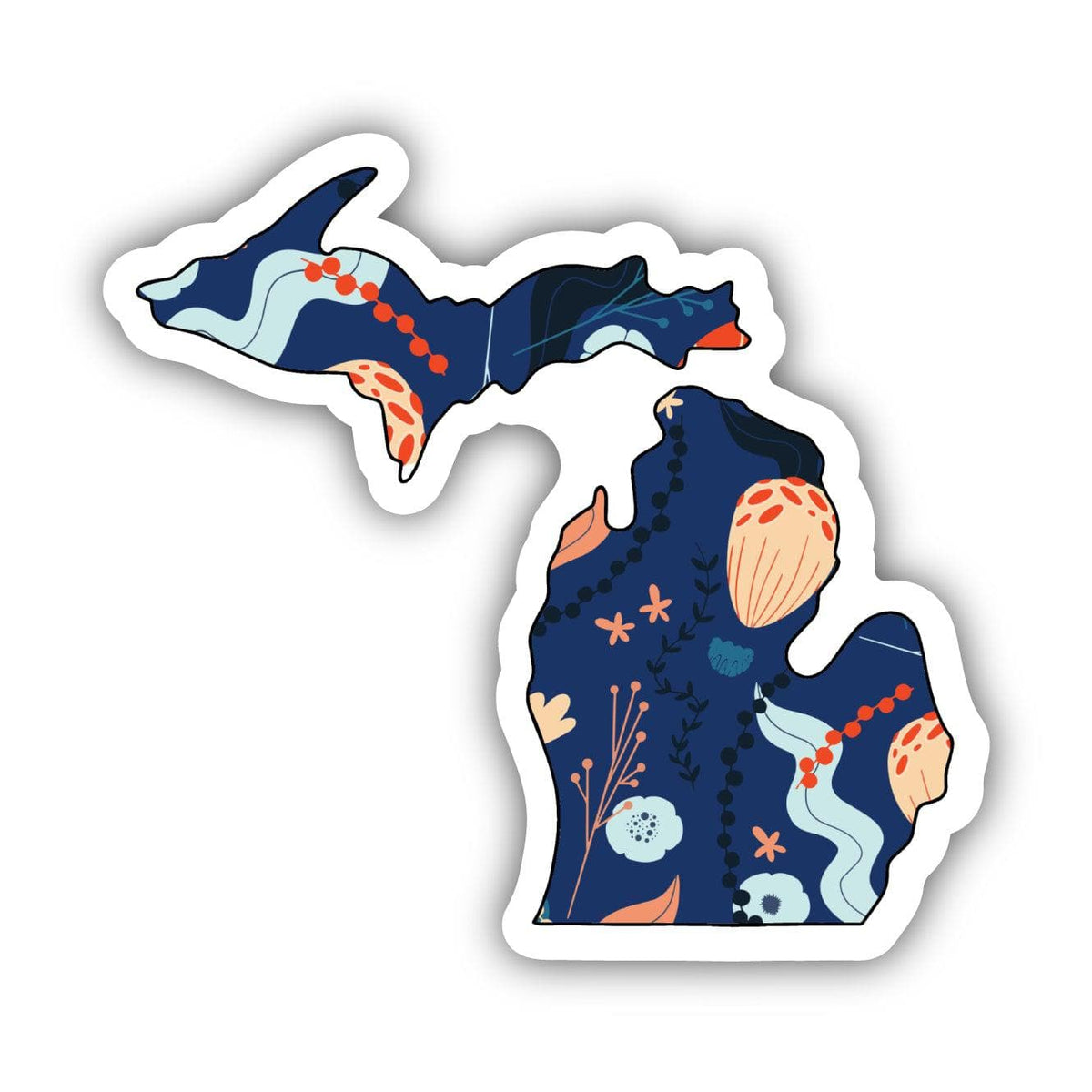 Michigan Blue Floral Abstract Sticker – Big Moods