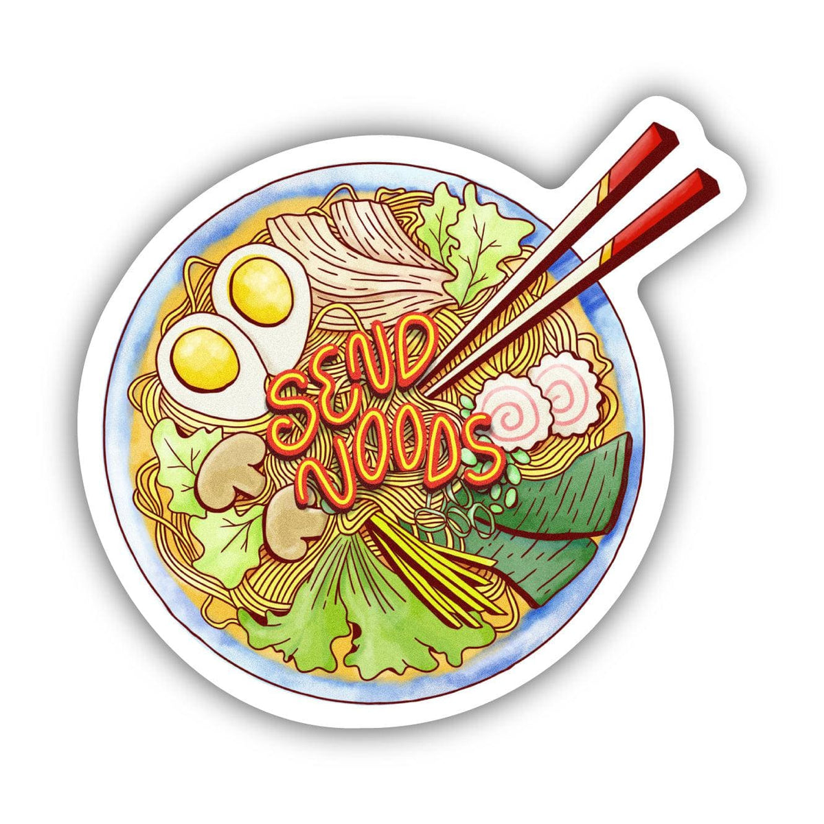 "Send Noods" Food Pun Sticker – Big Moods
