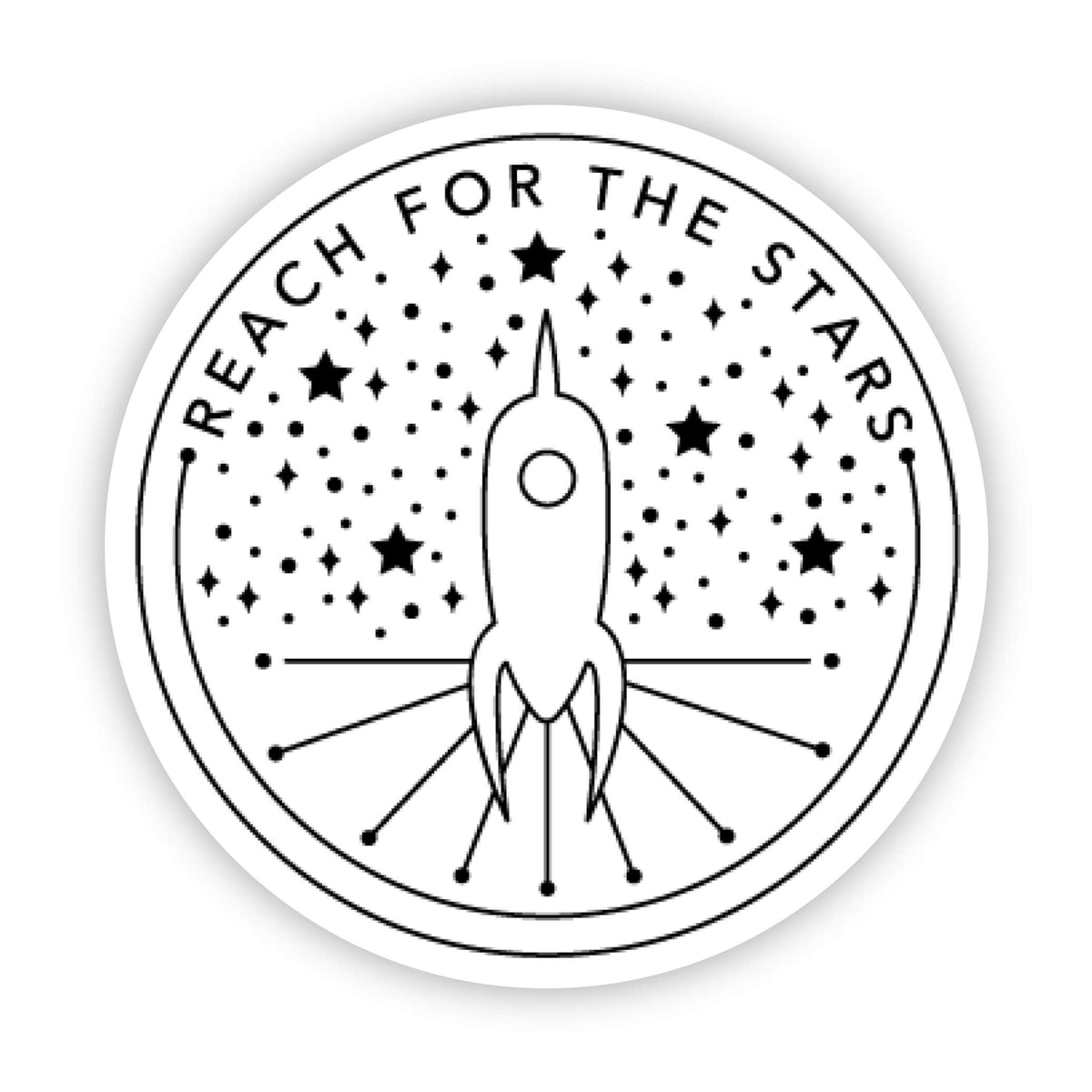 White "Reach For Thee Stars" Space Ship Sticker – Big Moods