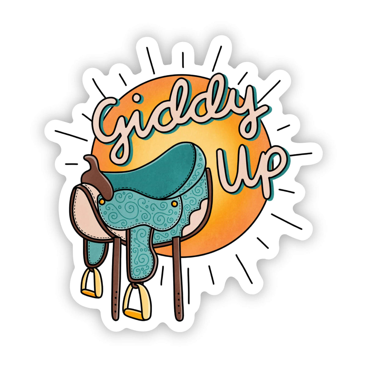 "Giddy Up" Saddle Sticker – Big Moods