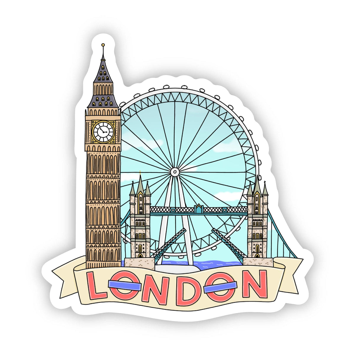 London Eye, Big Ben, and Tower Bridge Sticker – Big Moods