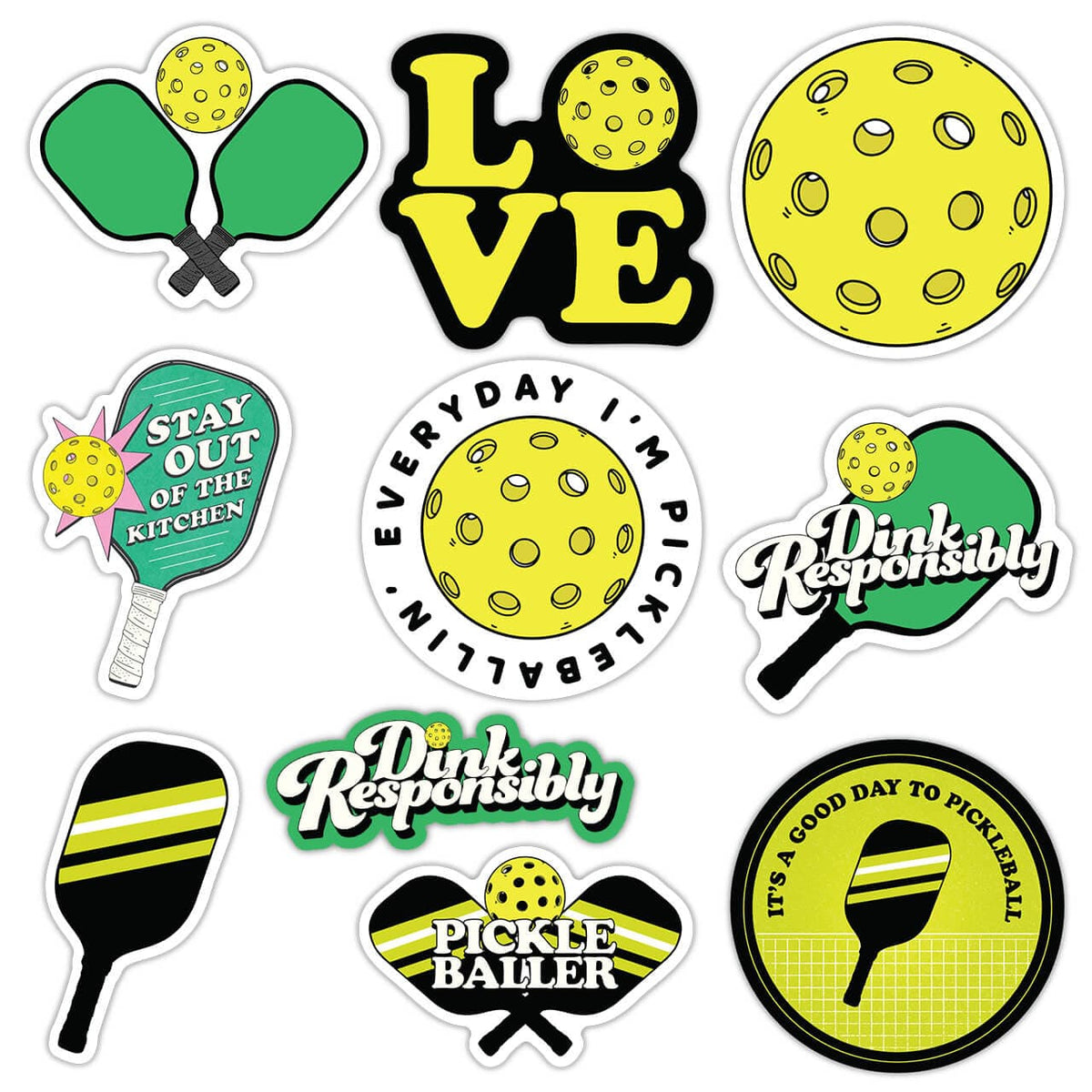 Pickleball Sticker 10 Pack – Big Moods