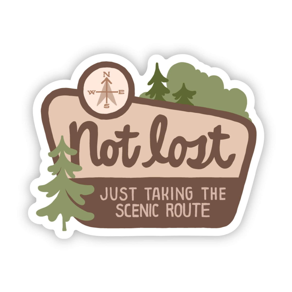 "Not Lost, Just Taking The Scenic Route" Sticker – Big Moods