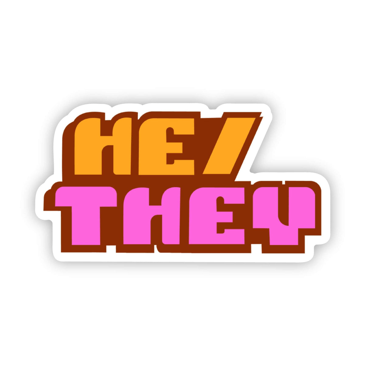 He They Retro Pronouns LGBTQ Pride Sticker – Big Moods