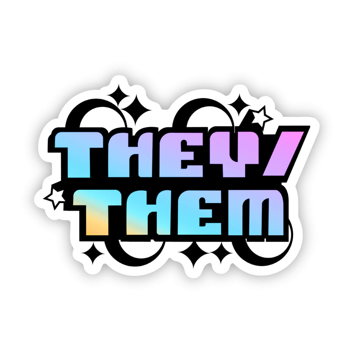 They Them Pronoun Colorful Y2K LGBTQ Pride Sticker – Big Moods