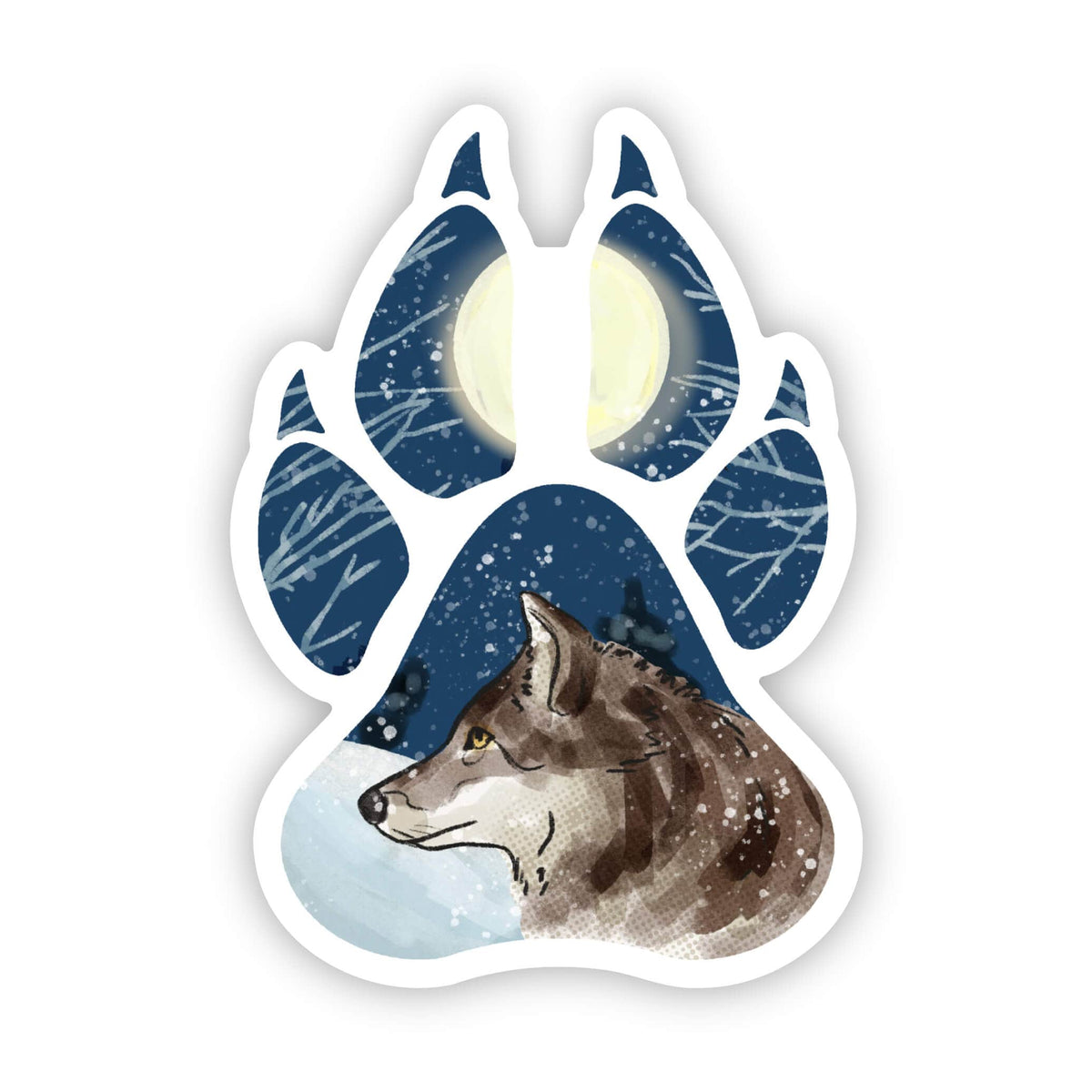 Winter Wolf Pawprint Sticker – Big Moods