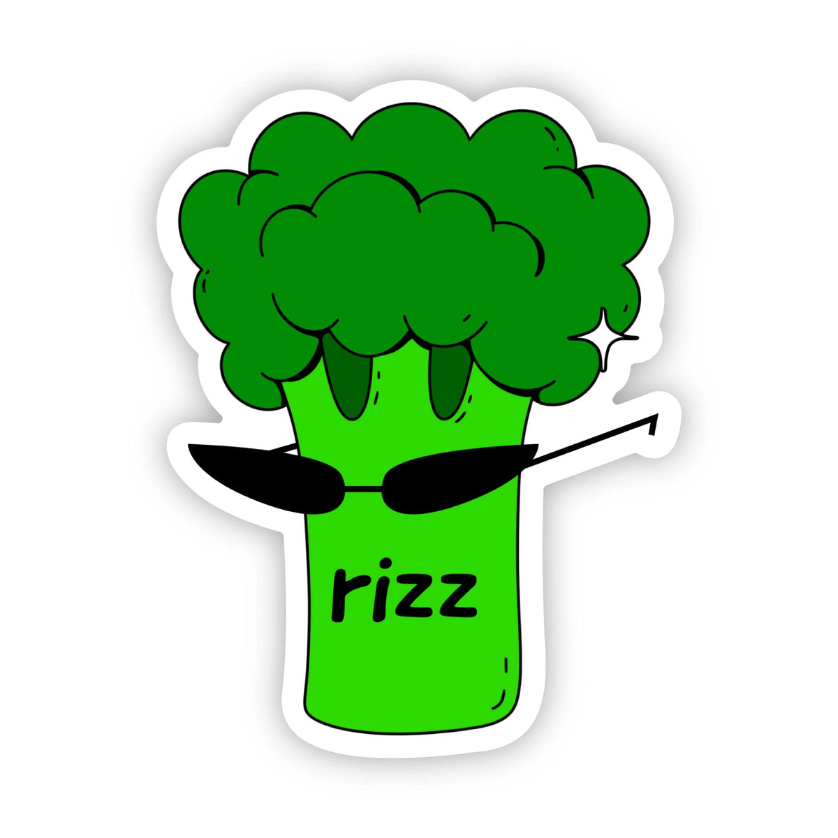 Rizz Broccoli Haircut Black Sunglasses Sticker – Big Moods