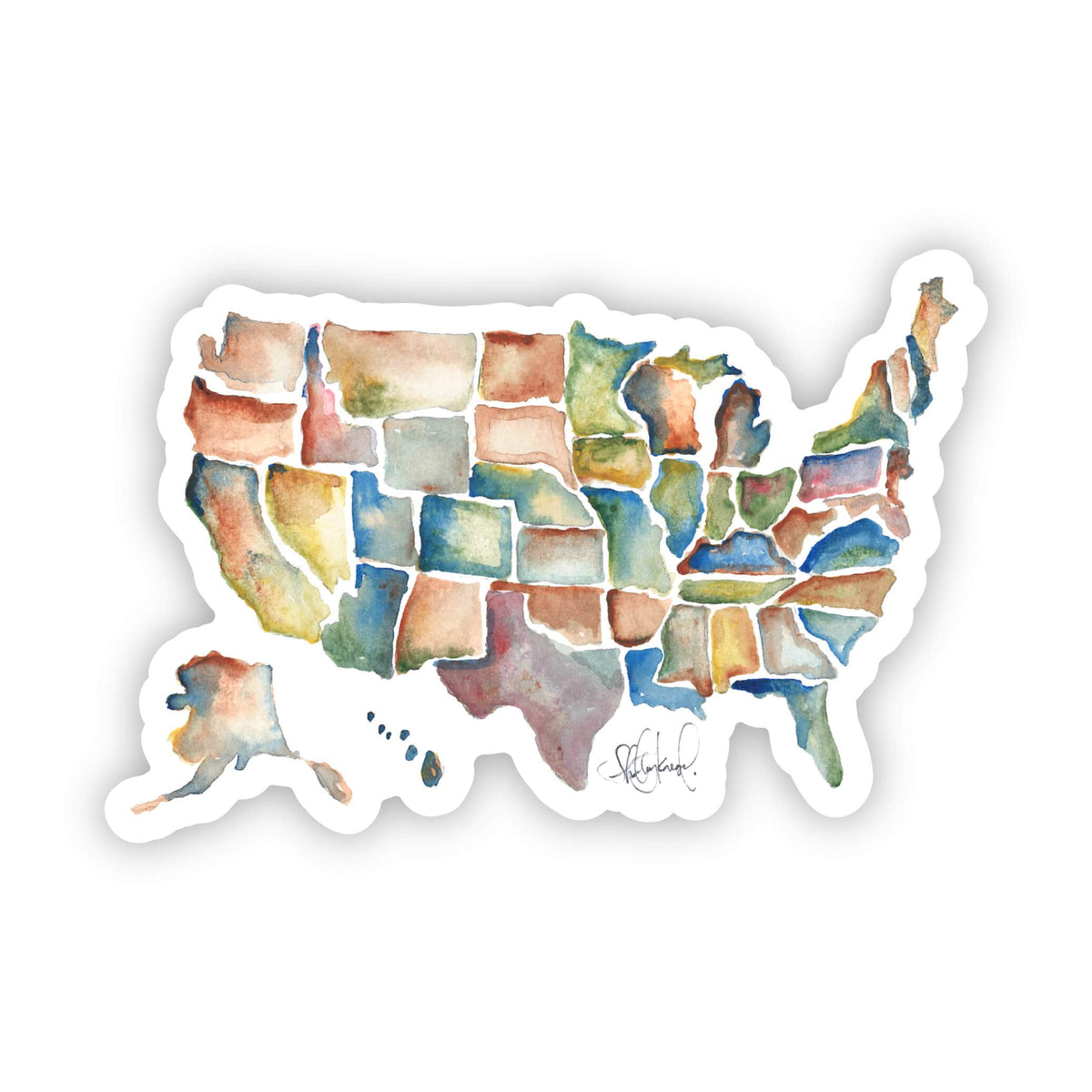 United States map watercolor sticker – Big Moods