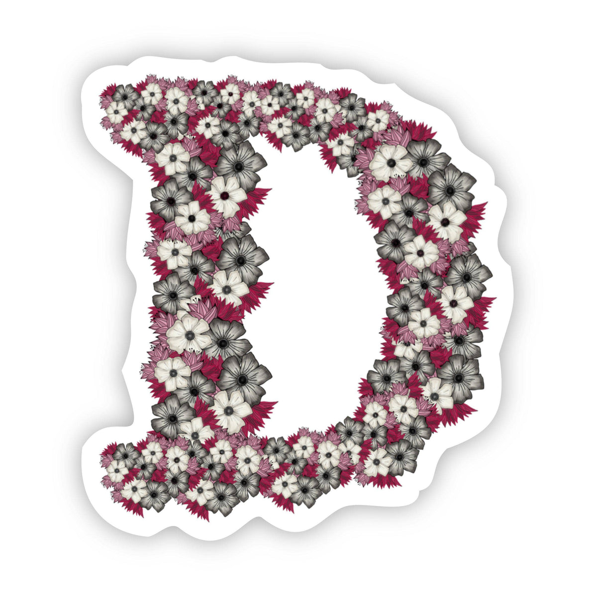 Floral "D" Letter Sticker – Big Moods