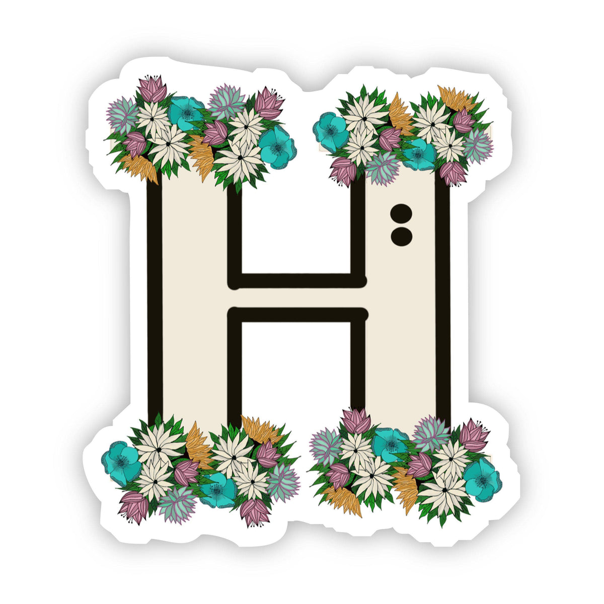 Floral "H" Letter Sticker – Big Moods