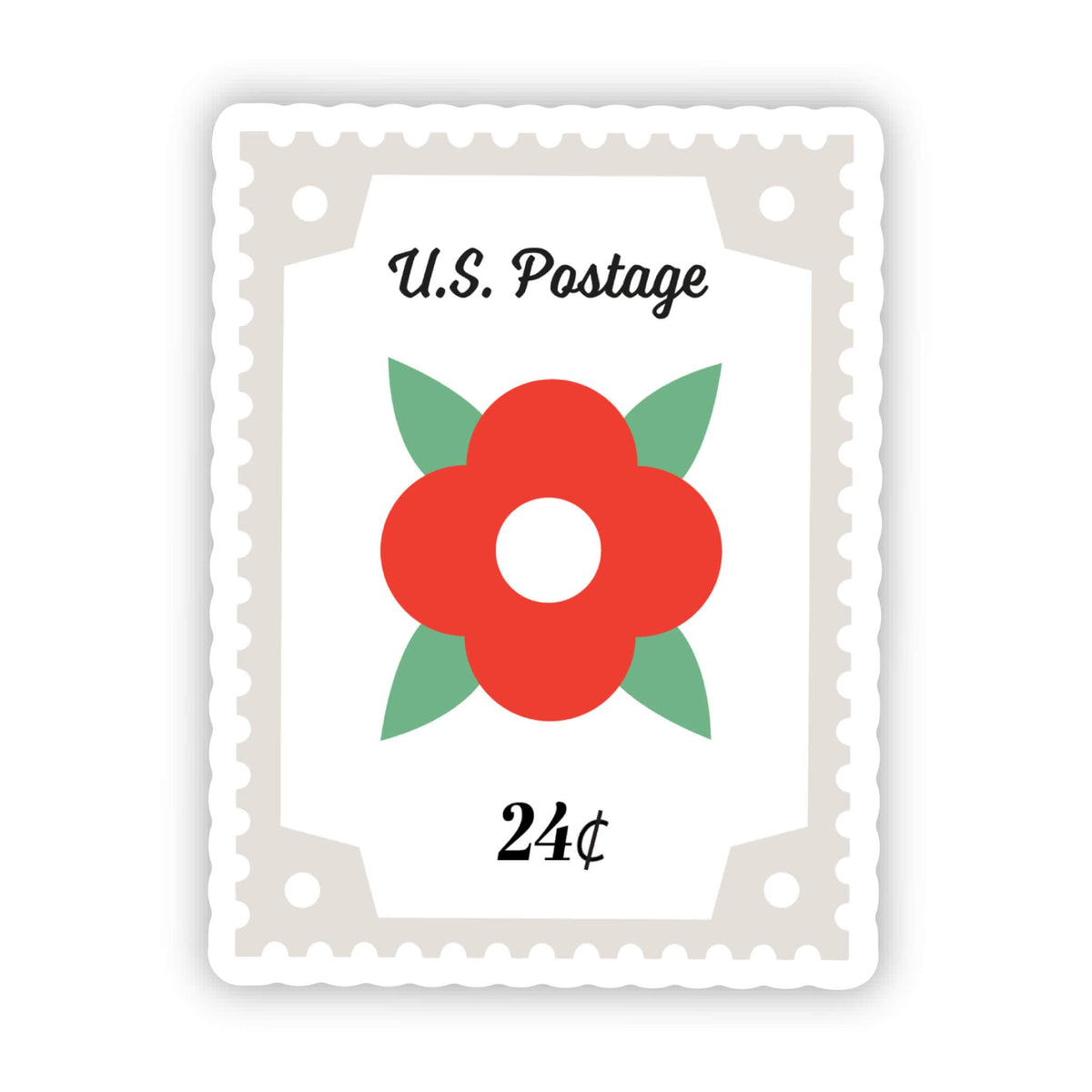 Red Floral US Postage Stamp Sticker – Big Moods