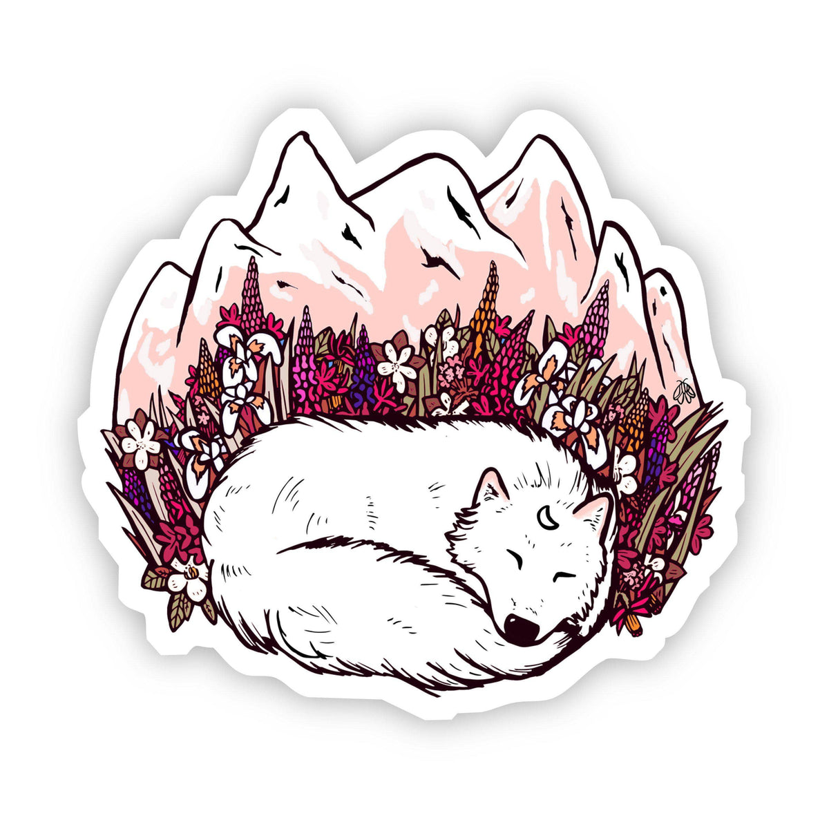 White Fox Mountain Sticker – Big Moods
