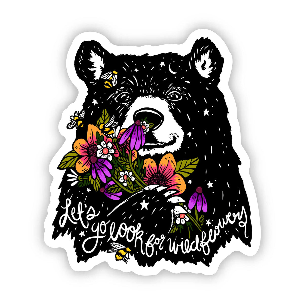 "Let's go look for wildflowers" bear sticker – Big Moods