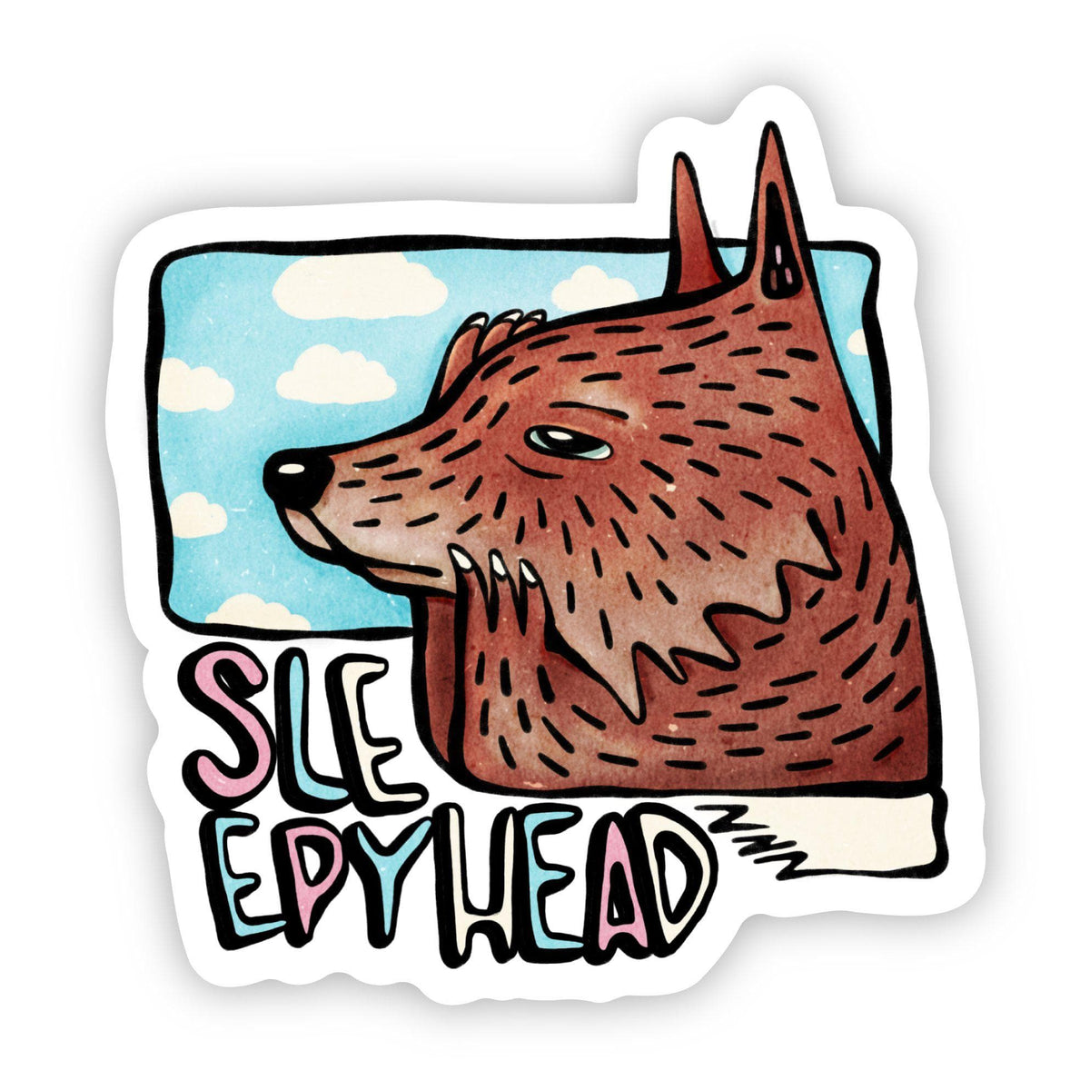 Sleepyhead Fox Sticker – Big Moods