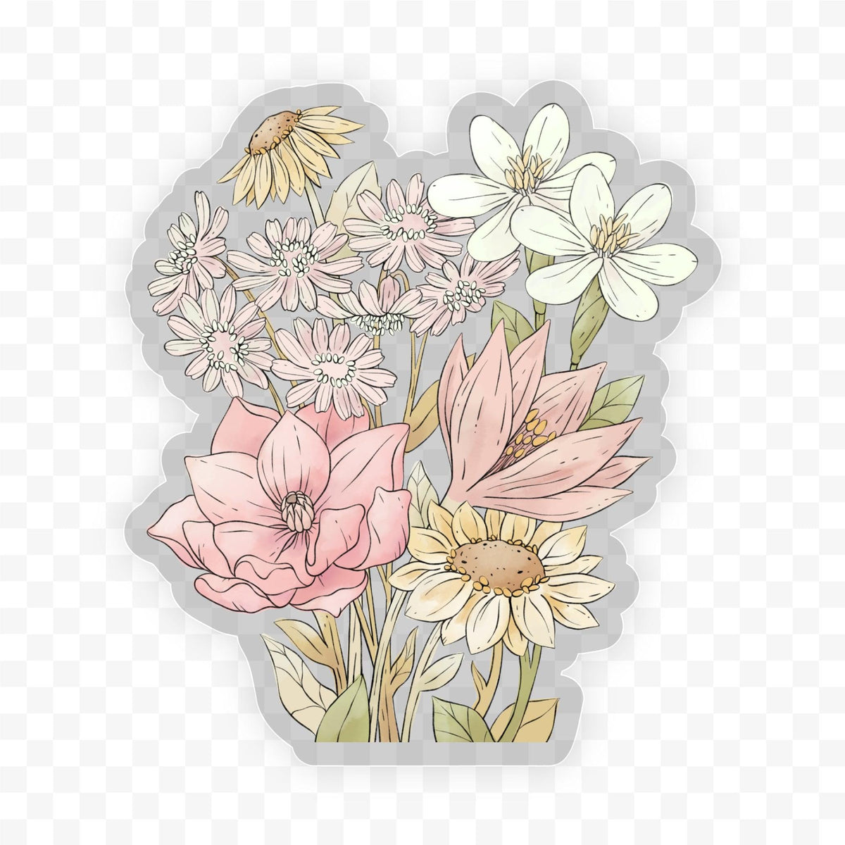 Spring Flowers Clear Sticker – Big Moods