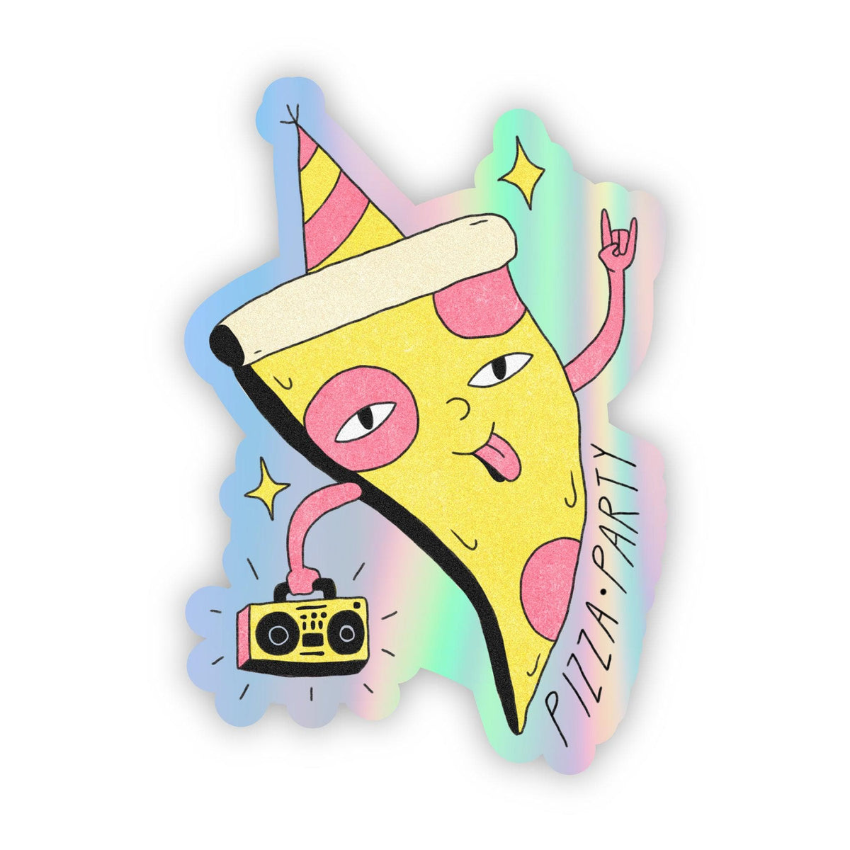 Pizza Party Holographic Sticker – Big Moods