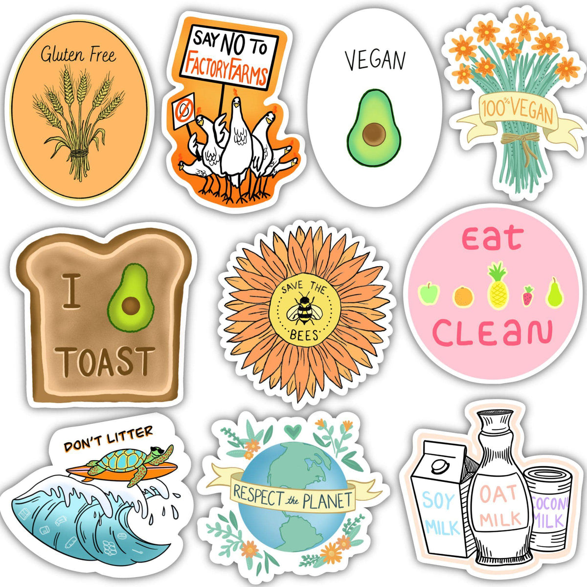 Vegan & Wellness Sticker 10 Pack – Big Moods