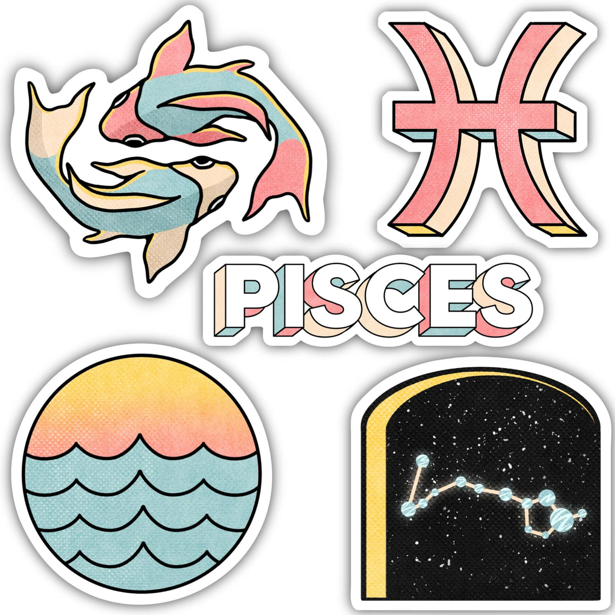 Pisces Zodiac Sticker 5 Pack – Big Moods