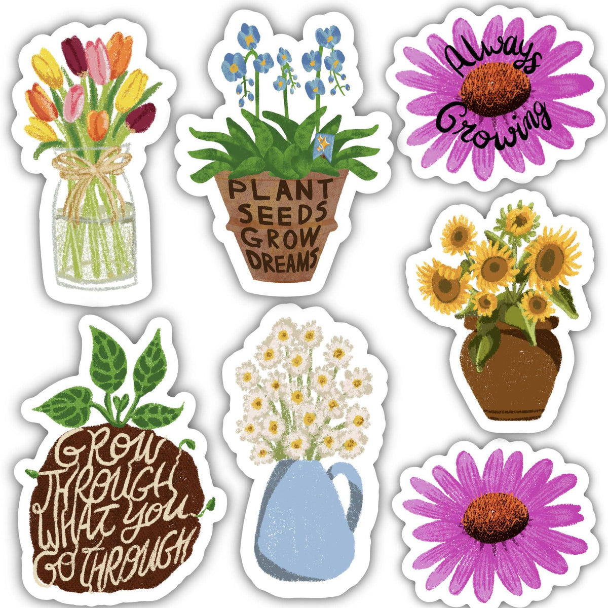 Assorted Flowers Sticker 7 Pack – Big Moods