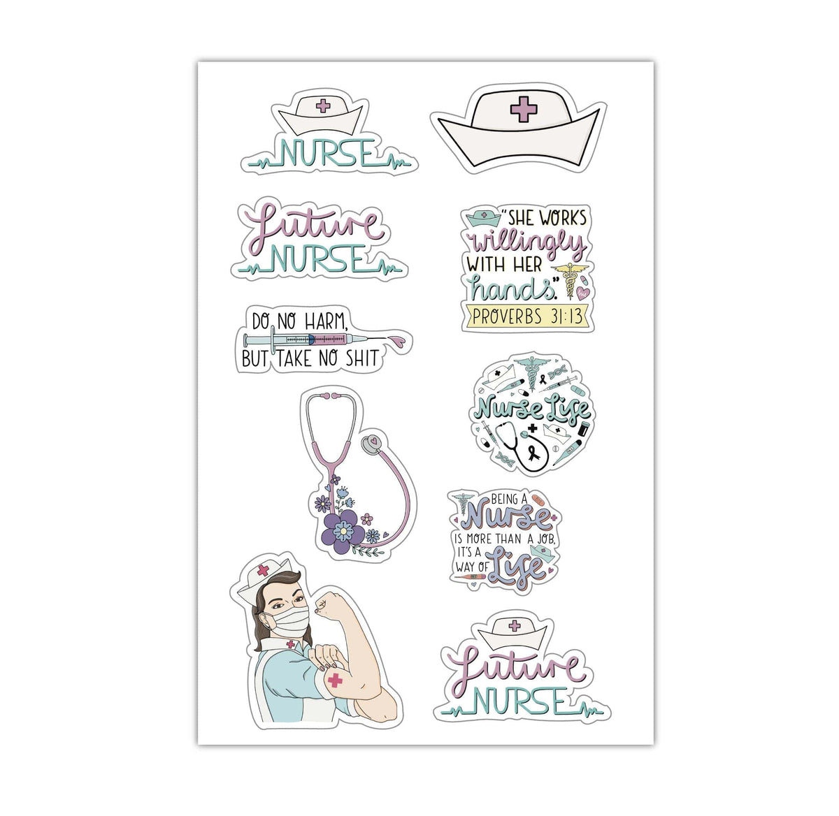 Sheet of Mini Stickers - Nurse - 10 Designs – Big Moods