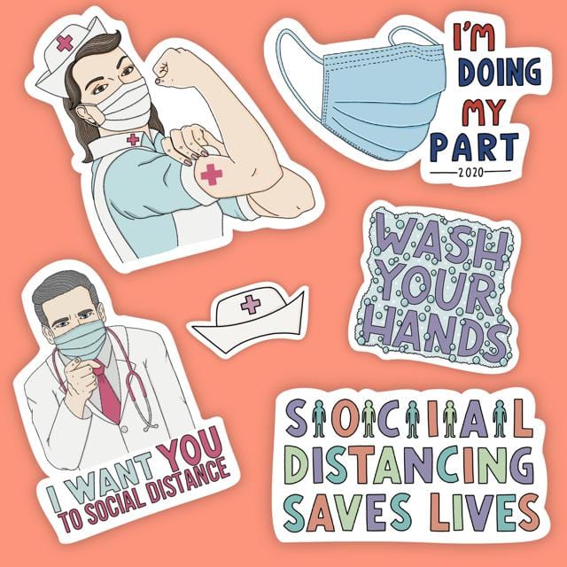 Social Distance Sticker 6 Pack – Big Moods