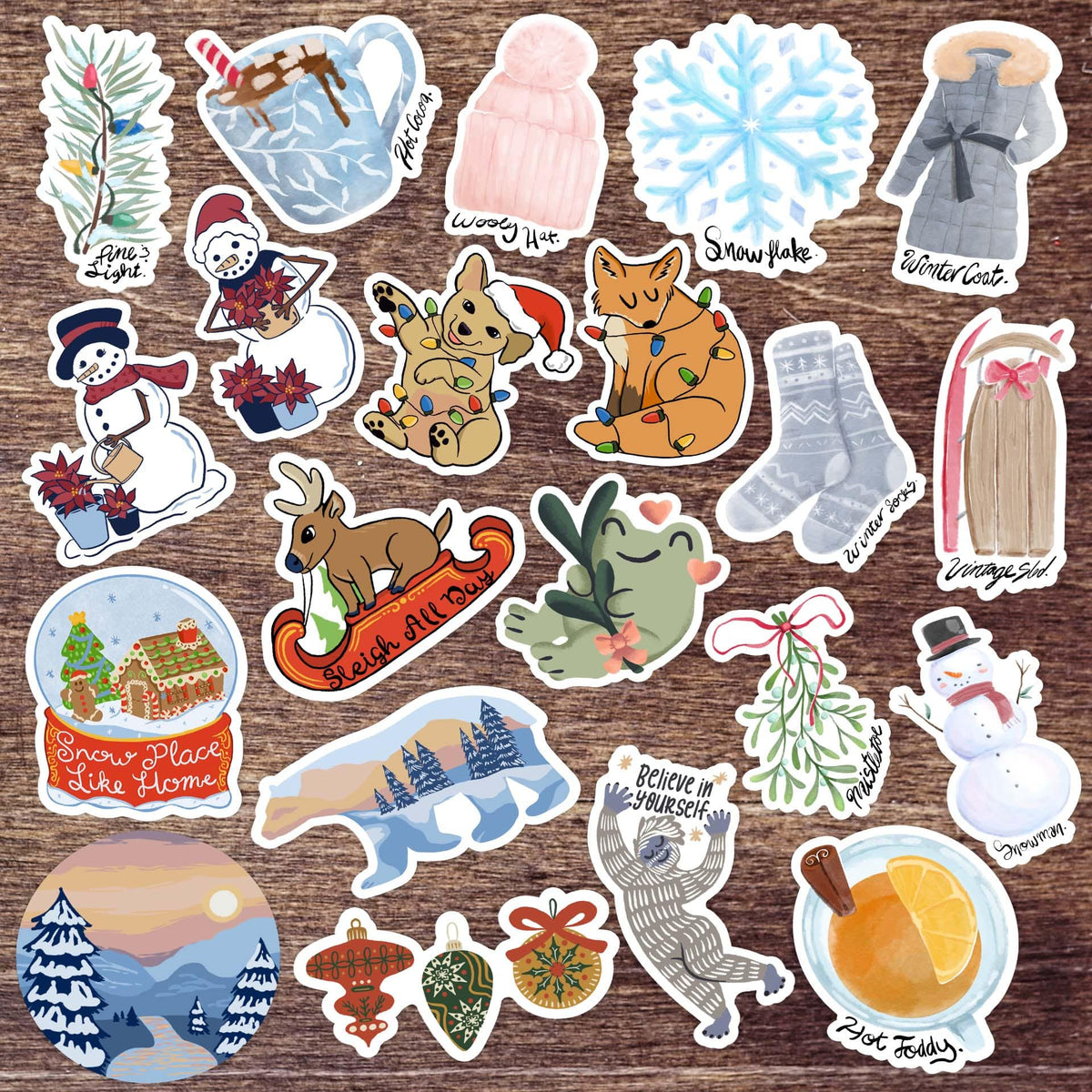 Winter Fun & Watercolor Stickers 21 Pack – Big Moods