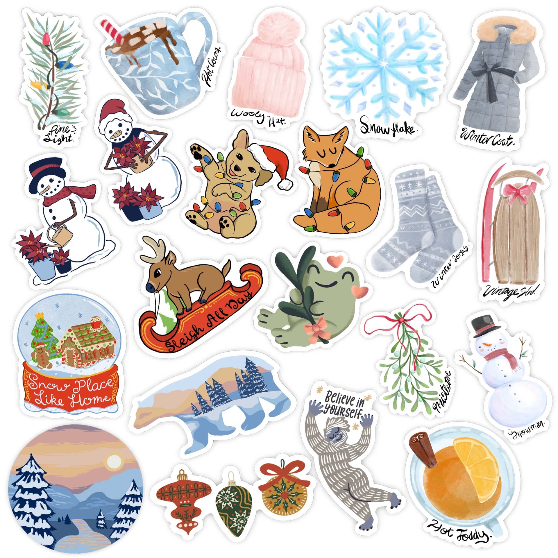 Winter Fun & Watercolor Stickers 21 Pack – Big Moods