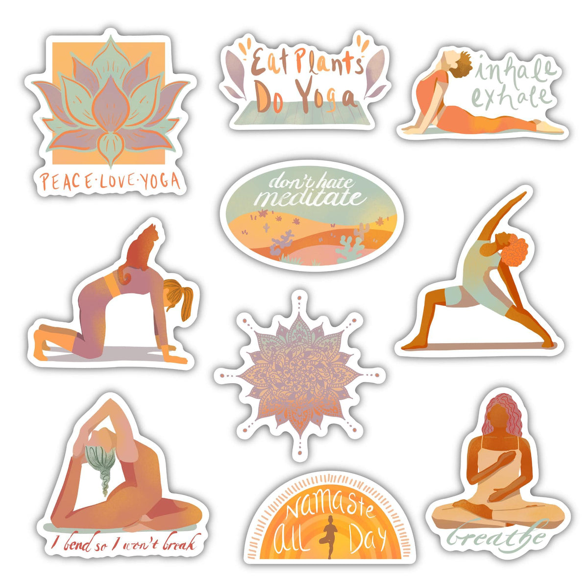 Yoga Meditation Stickers 10 Pack – Big Moods